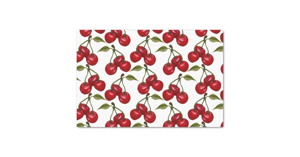 Pretty Red Cherry Watercolor Tissue Paper | Zazzle