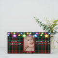 Pretty Red Green Plaid Star Lights Add Photo Holiday Card | Zazzle