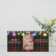 Pretty Red Green Plaid Star Lights Add Photo Holiday Card | Zazzle