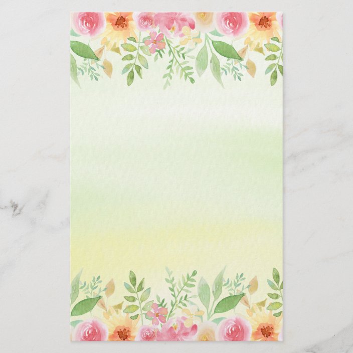 Pretty Red Pink & Yellow Watercolor Flowers Stationery | Zazzle.com