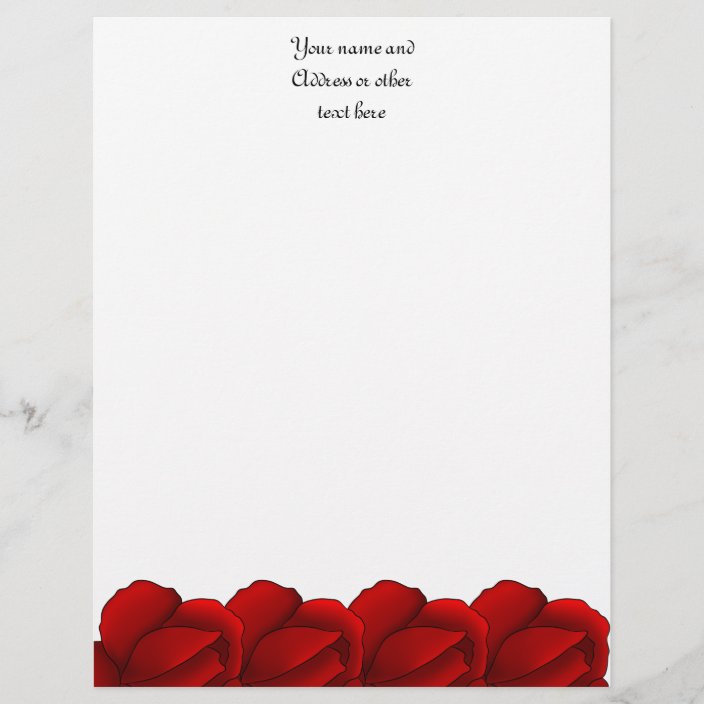 Pretty red roses personalized letterhead | Zazzle.com