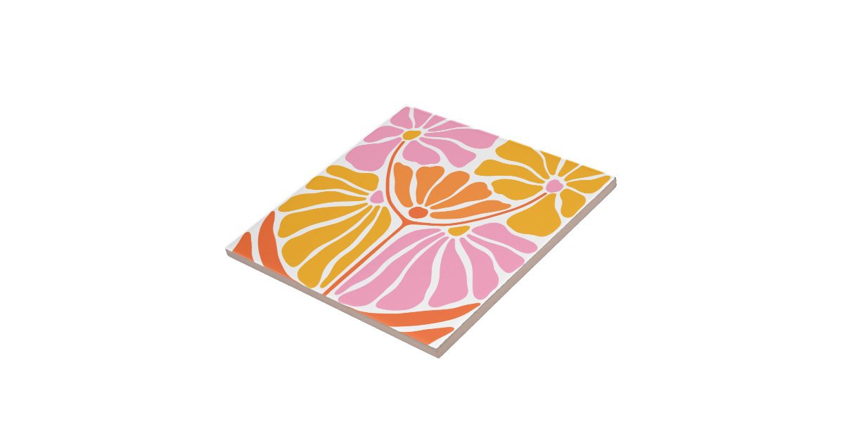 Pretty Retro Vintage Floral Pattern Tile | Zazzle