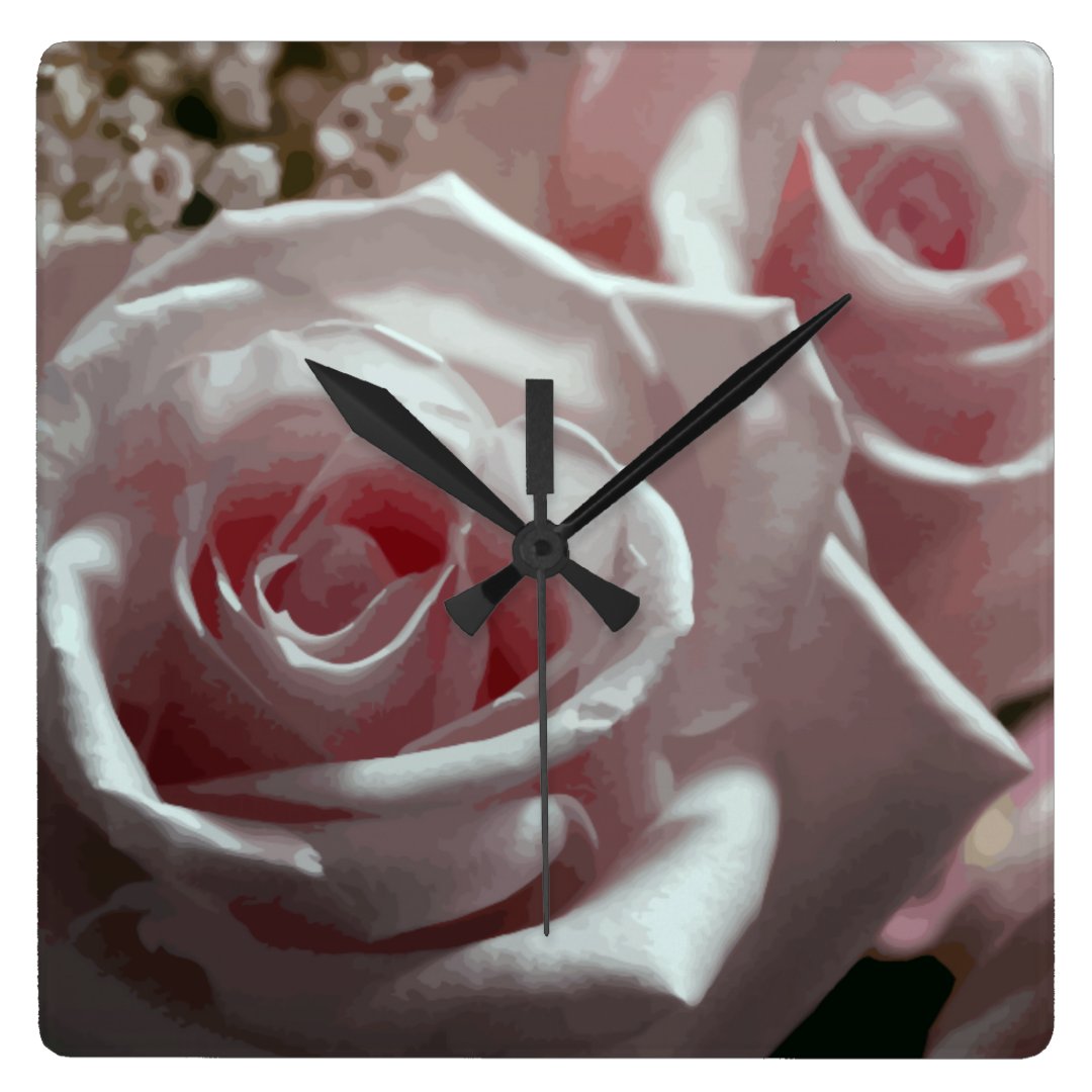 Pretty Rose Flower Wall Clocks | Zazzle