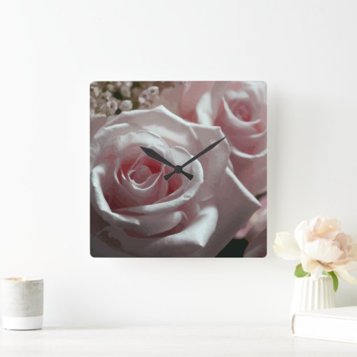 Pretty Rose Flower Wall Clocks | Zazzle