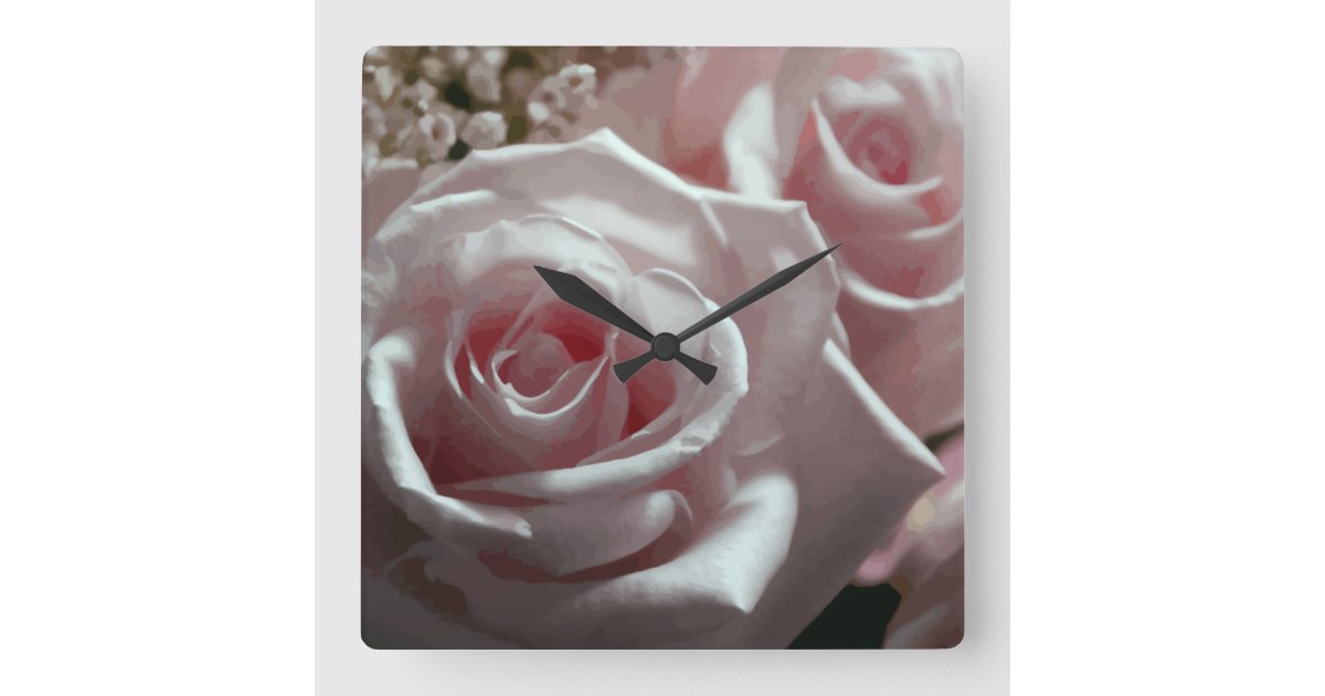 Pretty Rose Flower Wall Clocks | Zazzle