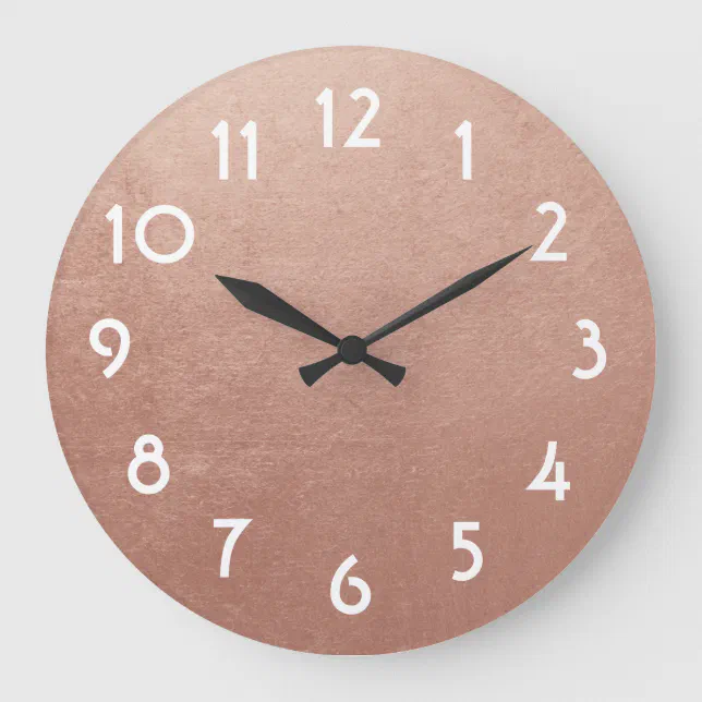 Pretty Rose Gold Foil Photo Large Clock | Zazzle