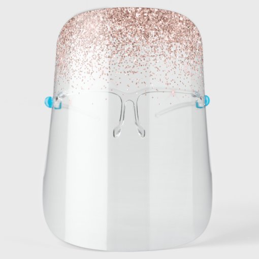 Pretty Rose Gold Glitter Confetti For Her Face Shield | Zazzle