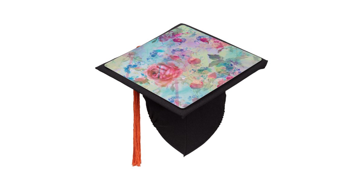 Pretty roses floral paint watercolors design graduation cap topper | Zazzle