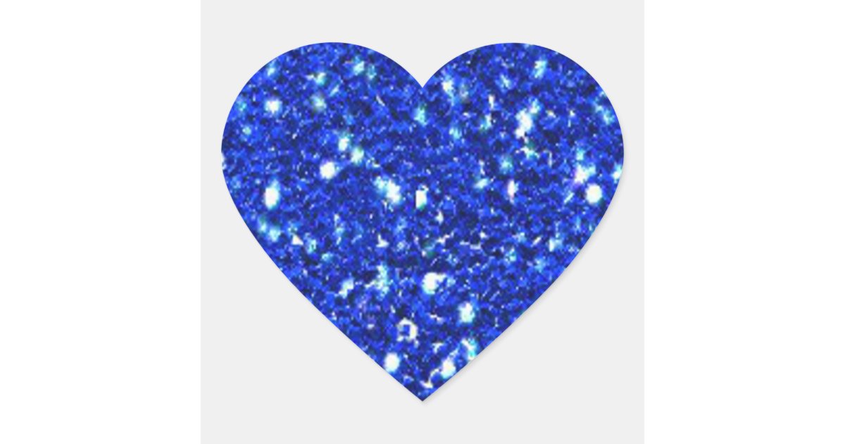 Pretty Royal Blue Sparkly Faux Glitter Look Heart Sticker | Zazzle