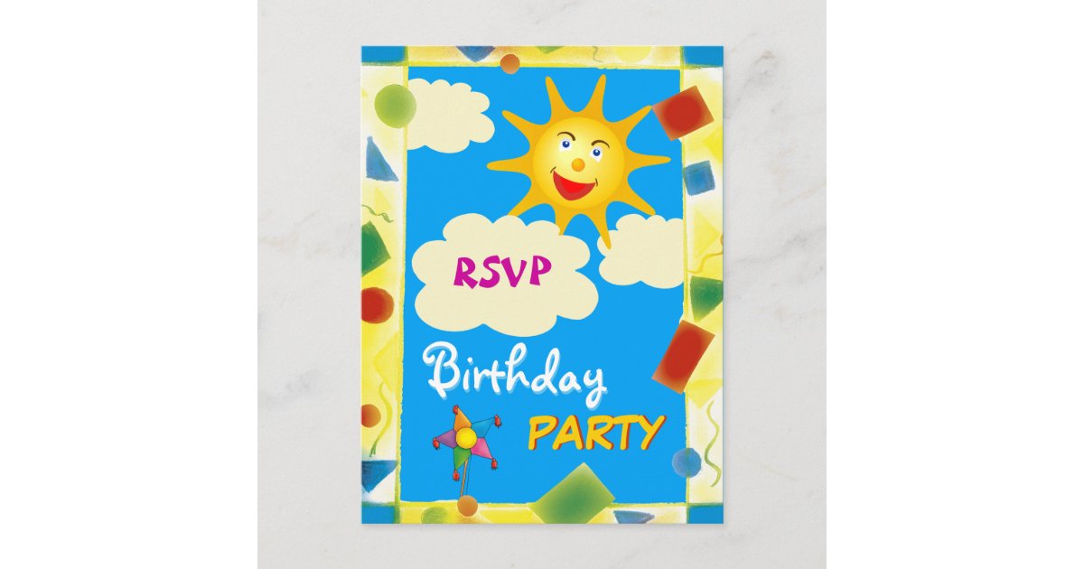 Pretty RSVP - BIRTHDAY PARTY Invitation Postcard | Zazzle