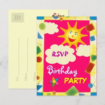 Pretty RSVP - BIRTHDAY PARTY postcard | Zazzle