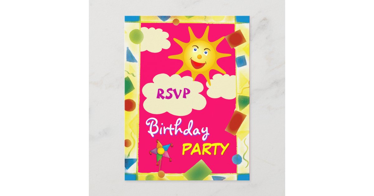 Pretty RSVP - BIRTHDAY PARTY postcard | Zazzle