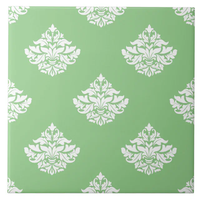 Pretty sage green Victorian floral pattern kitchen Ceramic Tile | Zazzle