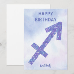 Pretty Sagittarius Sign Custom Happy Birthday Card | Zazzle