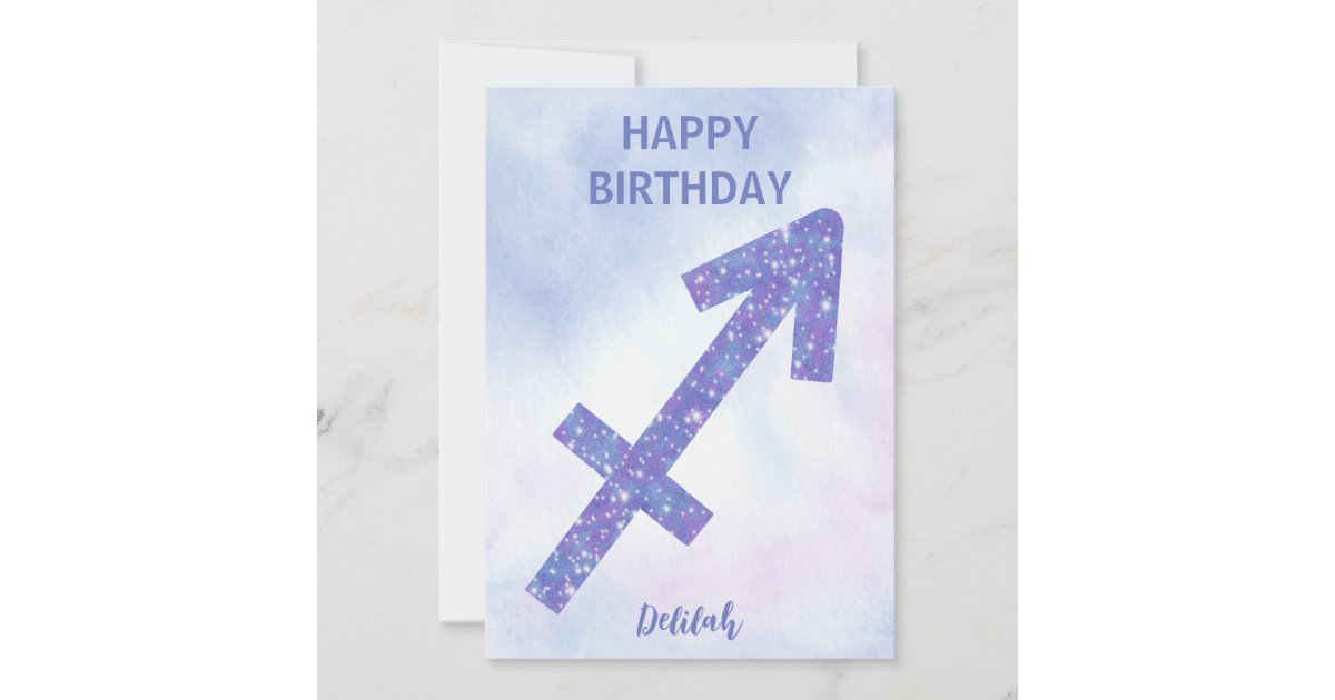 Pretty Sagittarius Sign Custom Happy Birthday Card | Zazzle