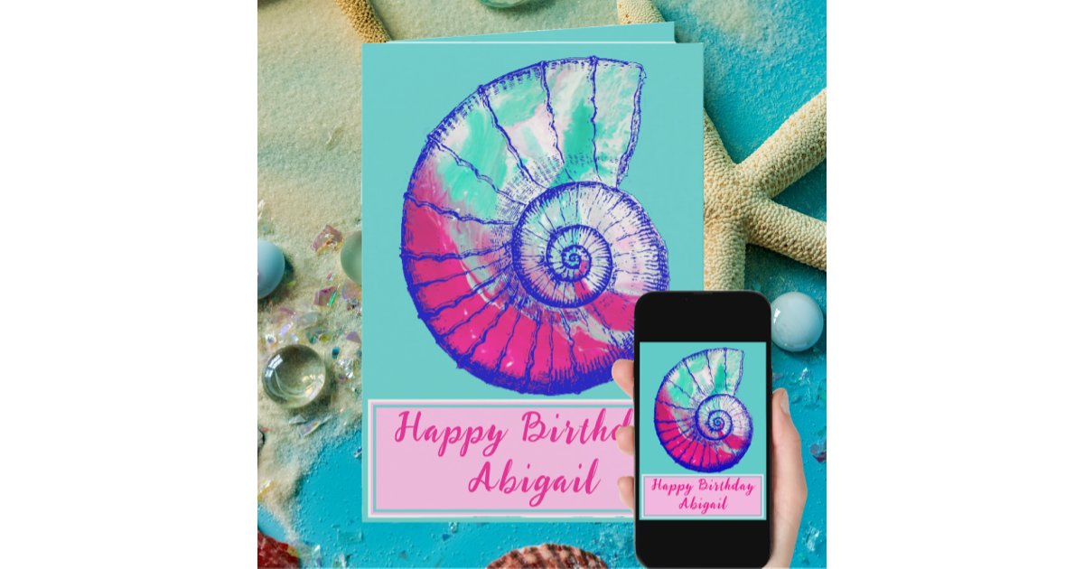 Pretty Sea Shell Happy Birthday Card with Date | Zazzle