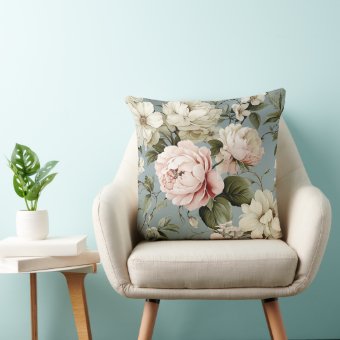 Pretty Shabby Chic Flower Floral Throw Pillow | Zazzle