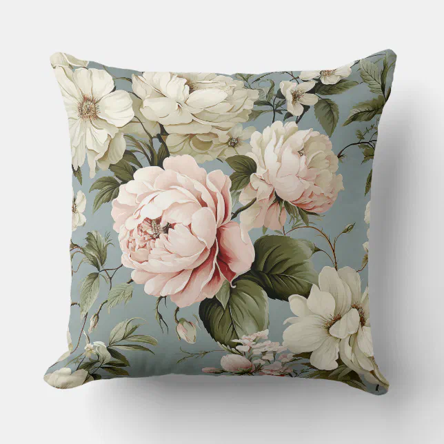 Pretty Shabby Chic Flower Floral Throw Pillow | Zazzle