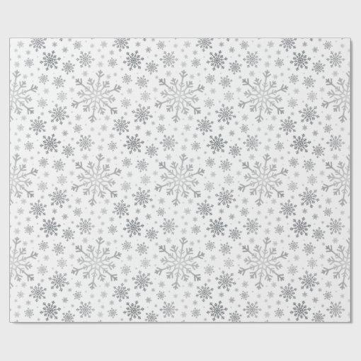 Pretty Silver Christmas Snowflakes on Winter White Wrapping Paper | Zazzle