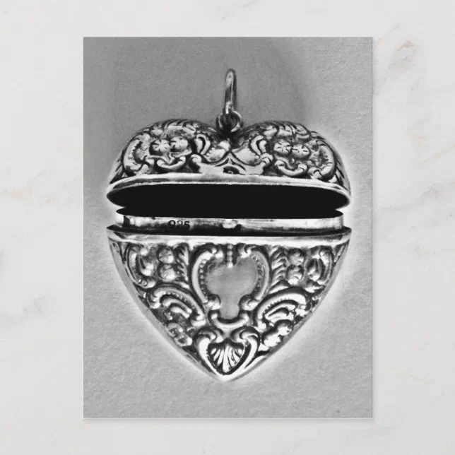 Pretty silver heart postcard | Zazzle