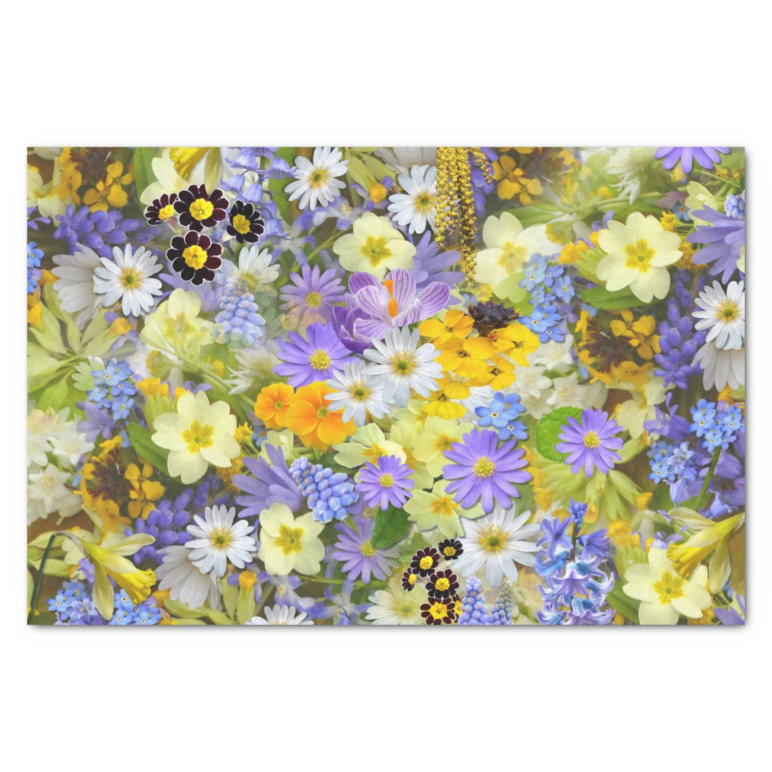 Pretty Spring Flowers Collage Tissue Paper | Zazzle