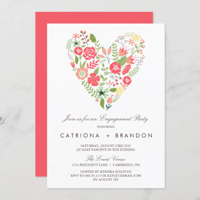 PRETTY SPRING FLOWERS ENGAGEMENT PARTY INVITATION | Zazzle