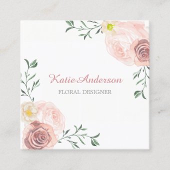 Pretty Square Watercolour Floral Business Cards | Zazzle