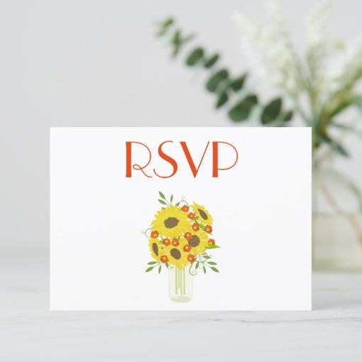 Pretty Sunflower RSVP Invitation | Zazzle