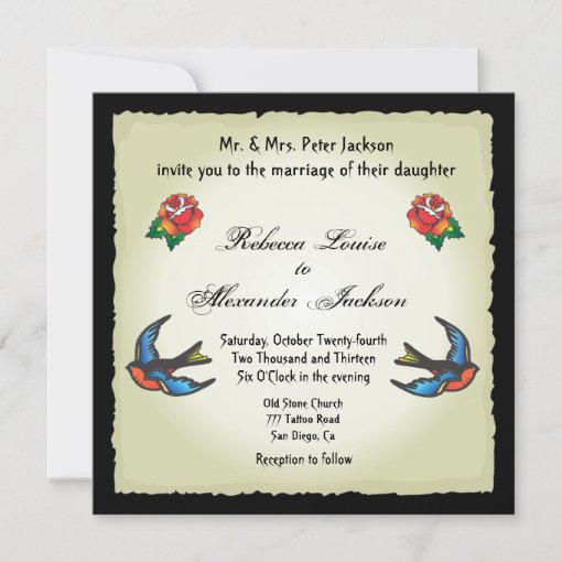 Pretty Tattoo Wedding Invitation | Zazzle