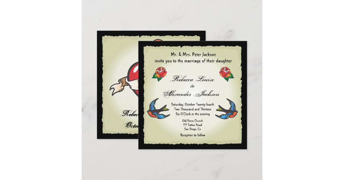 Pretty Tattoo Wedding Invitation | Zazzle
