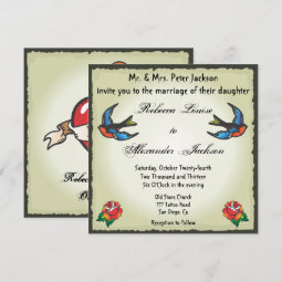 Pretty Tattoo Wedding Invitation | Zazzle