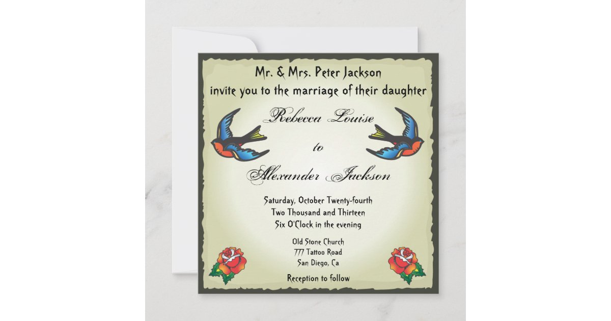 Pretty Tattoo Wedding Invitation | Zazzle