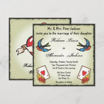 Pretty Tattoo Wedding Invitation Vegas Style | Zazzle