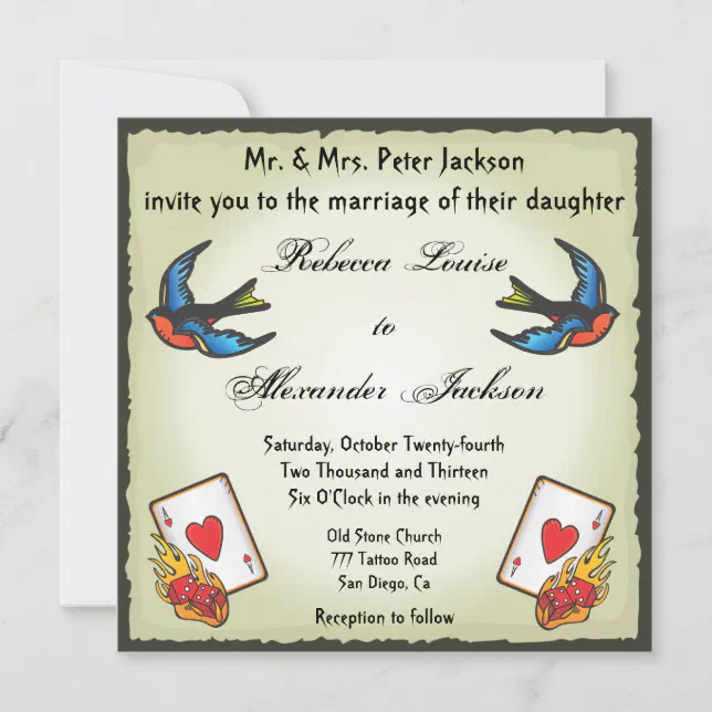 Pretty Tattoo Wedding Invitation Vegas Style | Zazzle