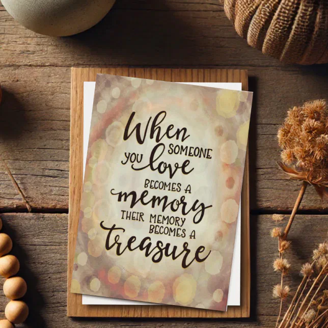Pretty ‘Their Memory Becomes a Treasure’ Sympathy Card | Zazzle
