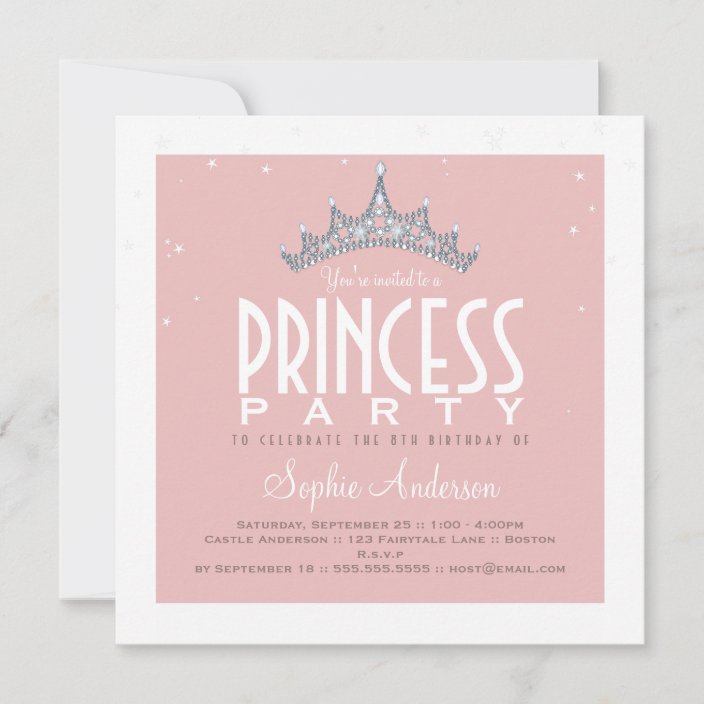 Pretty Tiara Princess Birthday Party Invitation | Zazzle.com