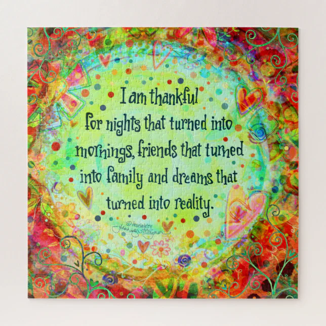 Pretty Trendy Fun Thankful Blessings Inspirivity Jigsaw Puzzle | Zazzle