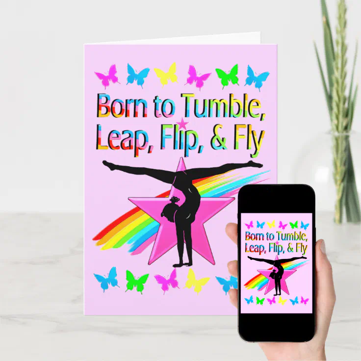 PRETTY TUMBLING GYMNAST GIRL CARD | Zazzle