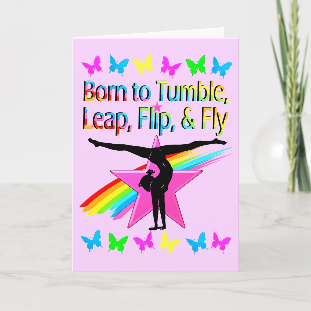 PRETTY TUMBLING GYMNAST GIRL CARD | Zazzle