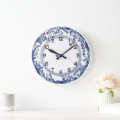pretty vintage blue delft plate clock | Zazzle
