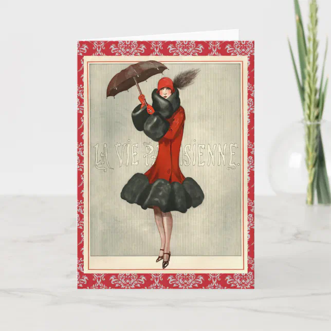 Pretty Vintage Fashion/Flapper Greeting Card | Zazzle