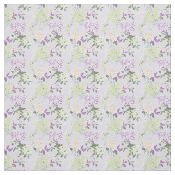 Vintage Lavender flowers in light lavender color Fabric | Zazzle