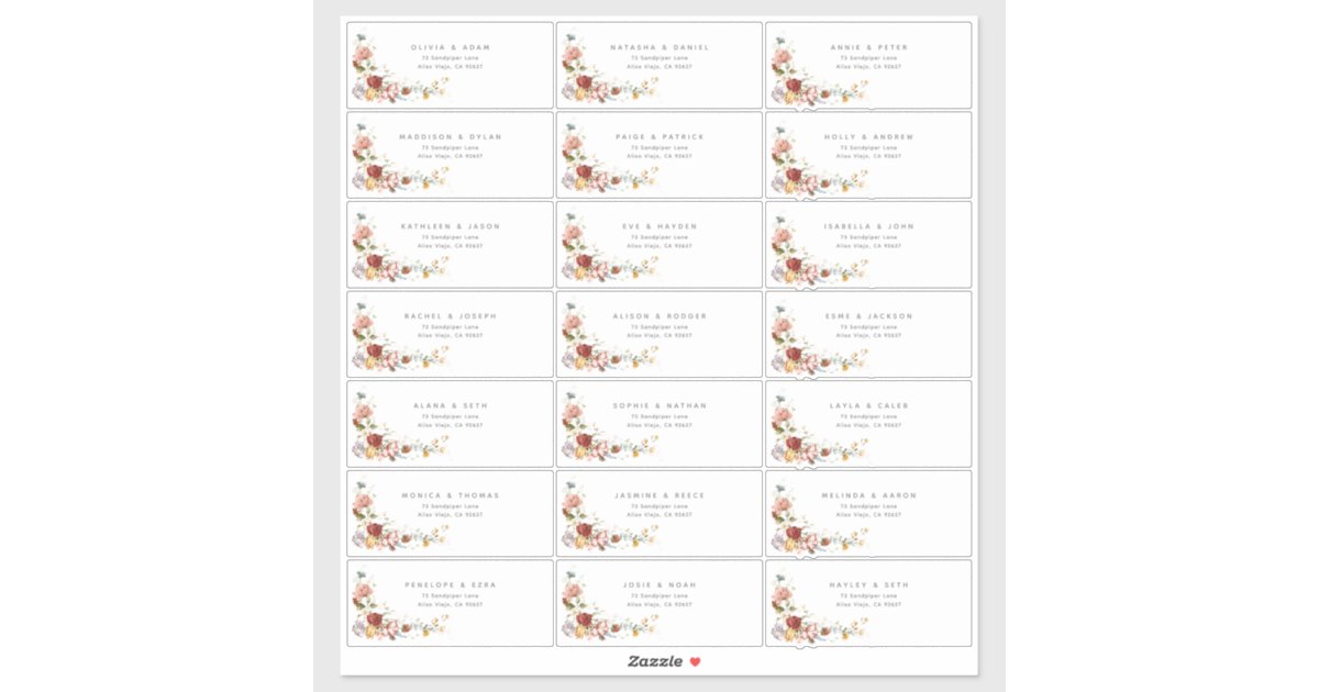 Pretty Vintage Watercolor Floral Guest Address Sticker | Zazzle