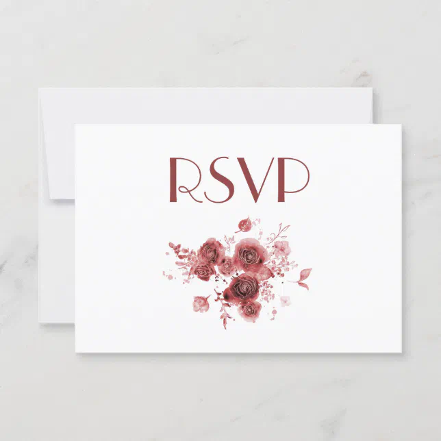 Pretty Watercolor Burgundy Floral RSVP Invitation | Zazzle