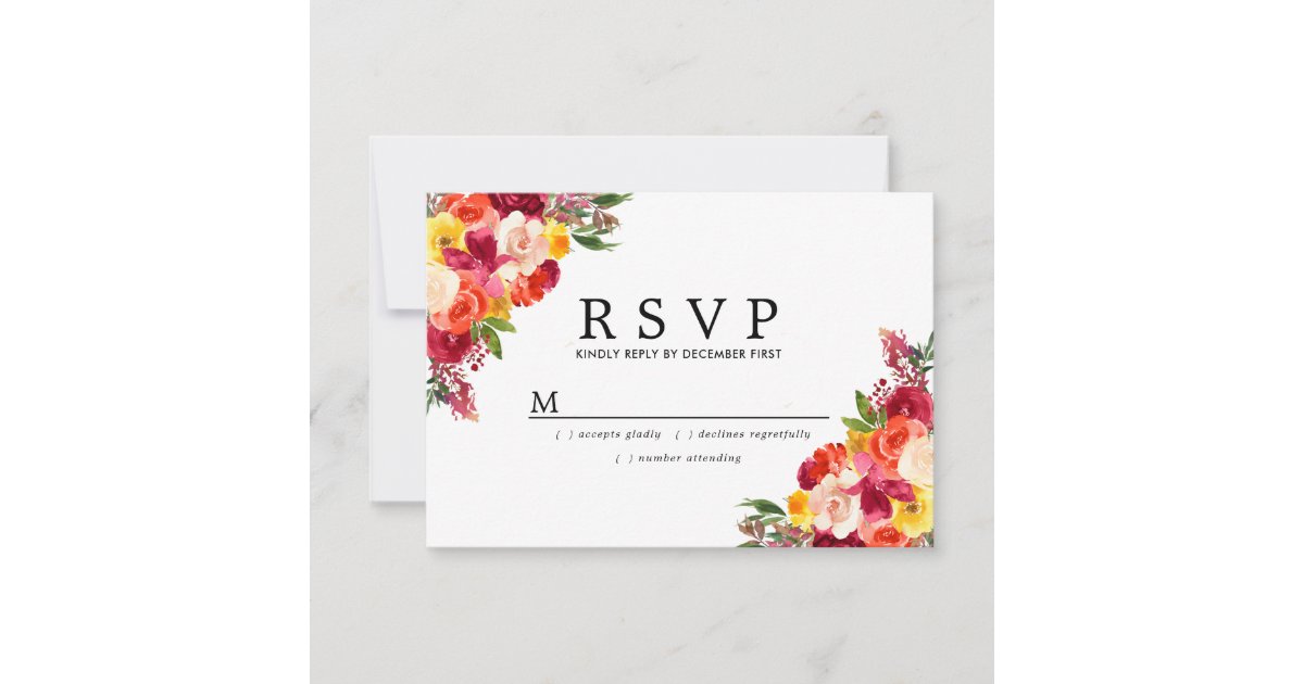 Pretty Watercolor Floral 100th Birthday Party RSVP Card | Zazzle