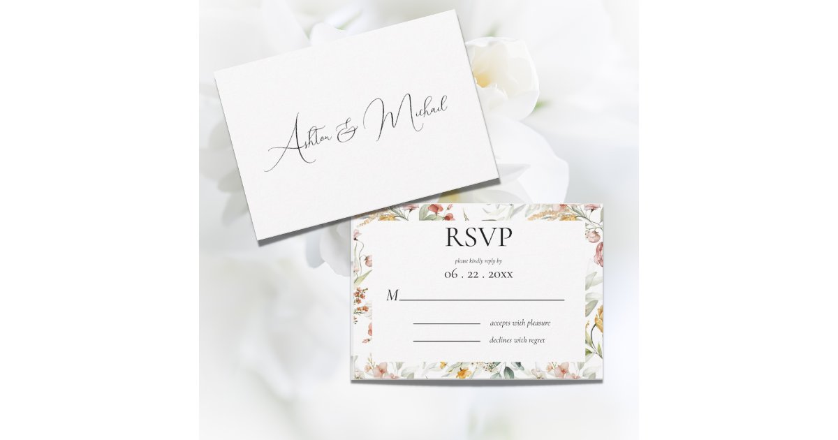Pretty Watercolor Floral Modern RSVP Card | Zazzle