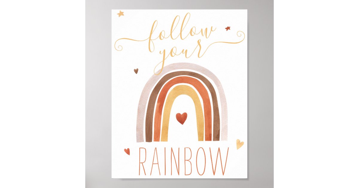 Pretty Watercolor Follow Your Rainbow Poster | Zazzle