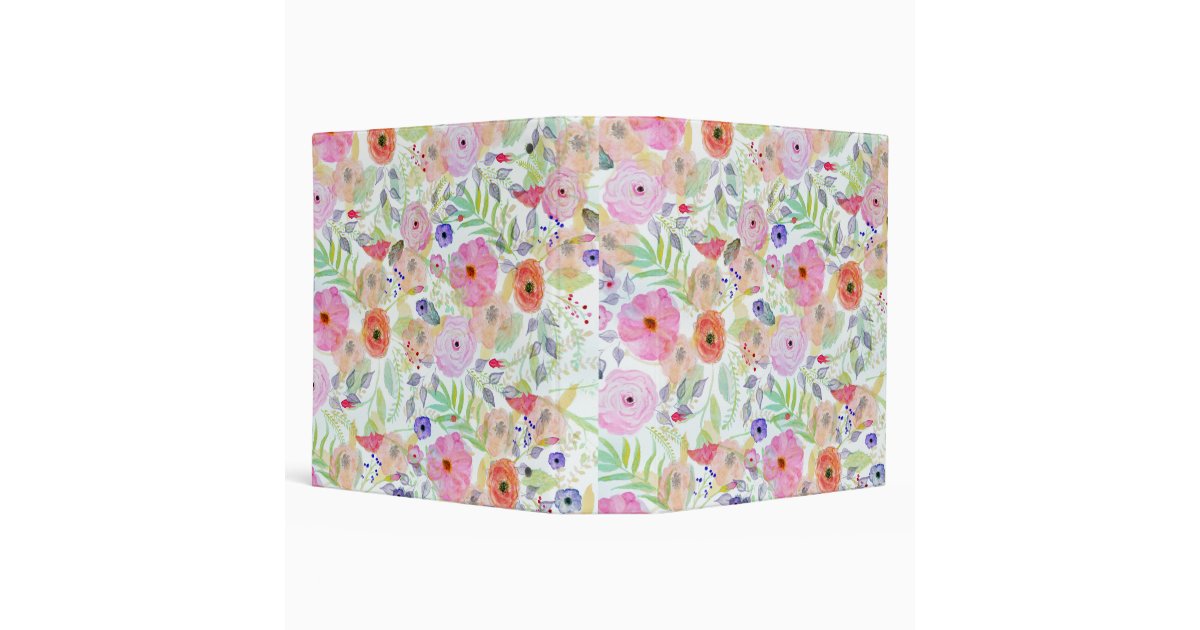 Pretty watercolor hand paint abstract floral 3 ring binder | Zazzle