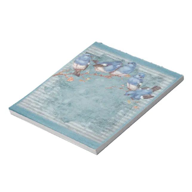 Pretty Watercolor Little Blue Birds Notepad | Zazzle
