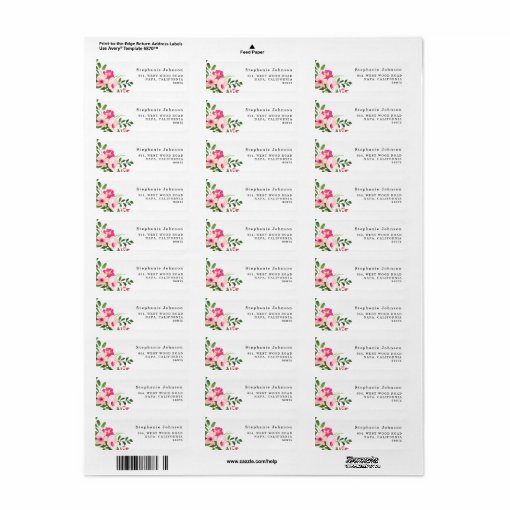 Pretty Watercolor Pink Floral Return Address Label | Zazzle